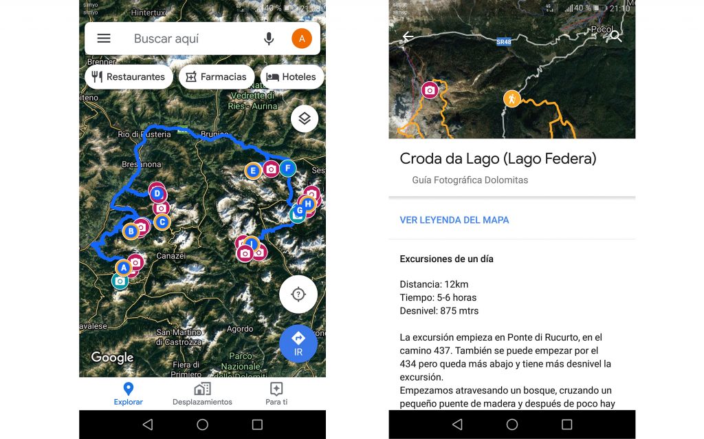 Mapa Fotográfico Dolomitas (Italia) - De Viaje con la Cámara